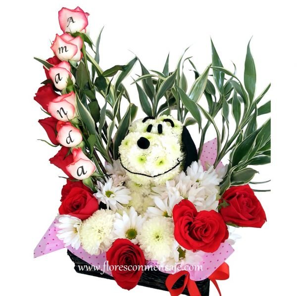 N6 Snoopy de flores | Flores Con Mensaje